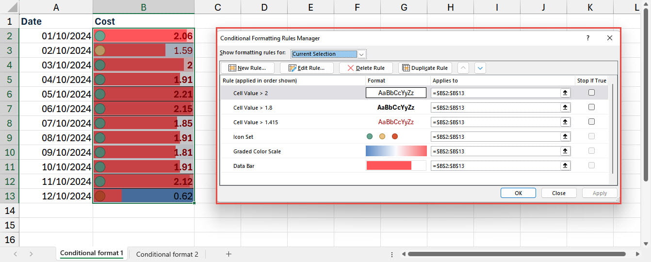 Multiple conditional formats | ICAEW